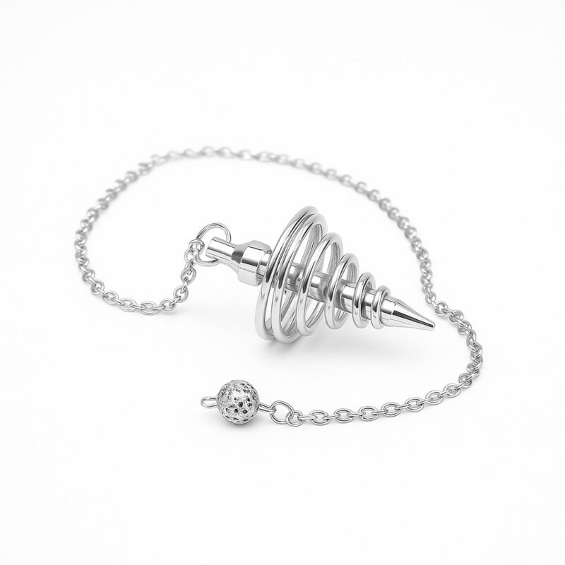 Silver Spiral Metal Pendulum File - Buddha Temple