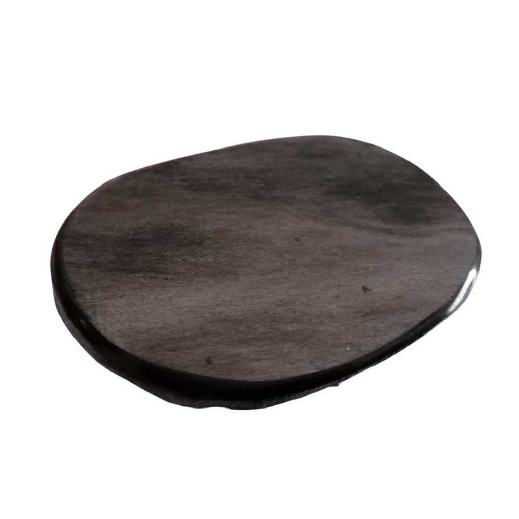 Silver Obsidian Plaque - Temple of Buddha