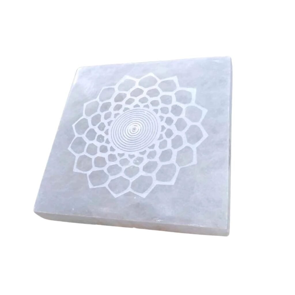 Square Selenite Incense Holder Sahasrara - Buddha Temple