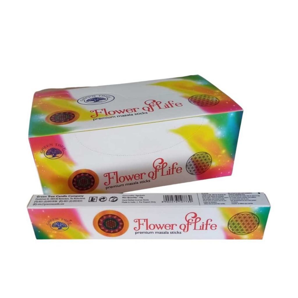 Caja de incienso Flor de la Vida del Árbol Verde Indio - Templo de Buda